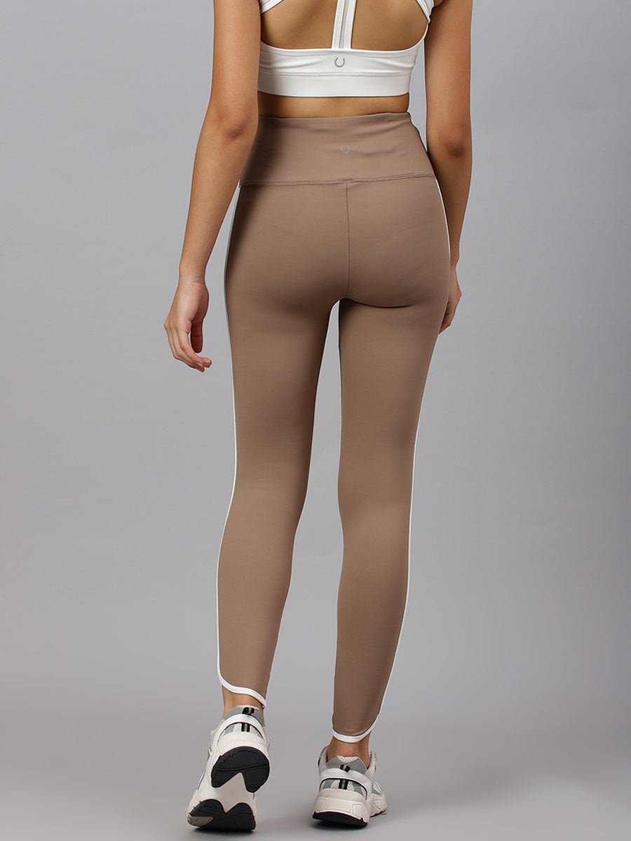 Fitkin Women's Beige Dolphin Curve Sculpt Tights
